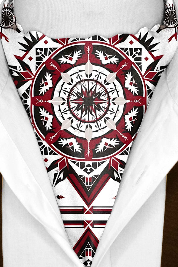 Black Wolf - RED ALPANA DESIGNS SILK ASCOT - White - 1 Piece – Studio by TCS