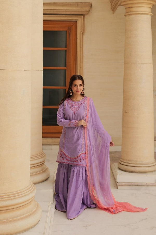 Omal by Komal - Minha - Lavender - Lawn & Chiffon - 3 Piece – Studio by TCS