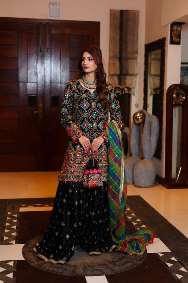 Huma Adnan - Sitara - Organza - Black - 3 Piece – Studio by TCS