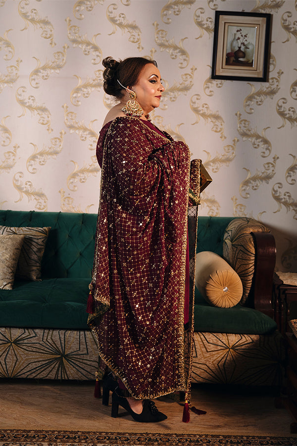 Arif Ashraf - Ratan - Maroon - Raw Silk and Velvet - 3 Piece – Studio by TCS