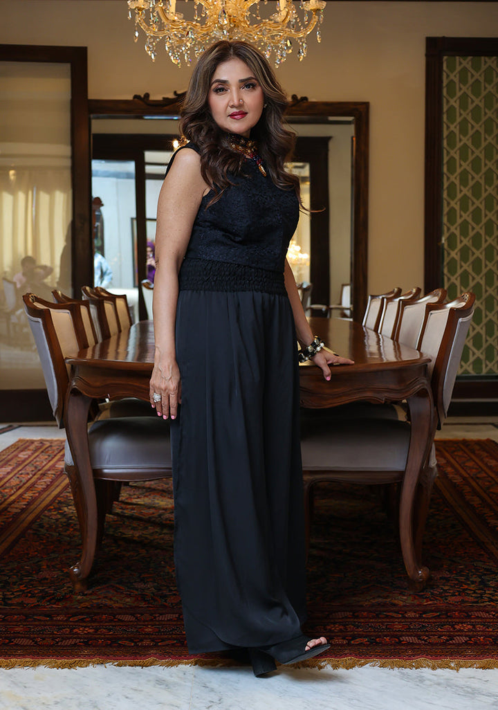 Huma Adnan - Zawiya - Chikankari & Chiffon - Black - 2 Piece – Studio by TCS