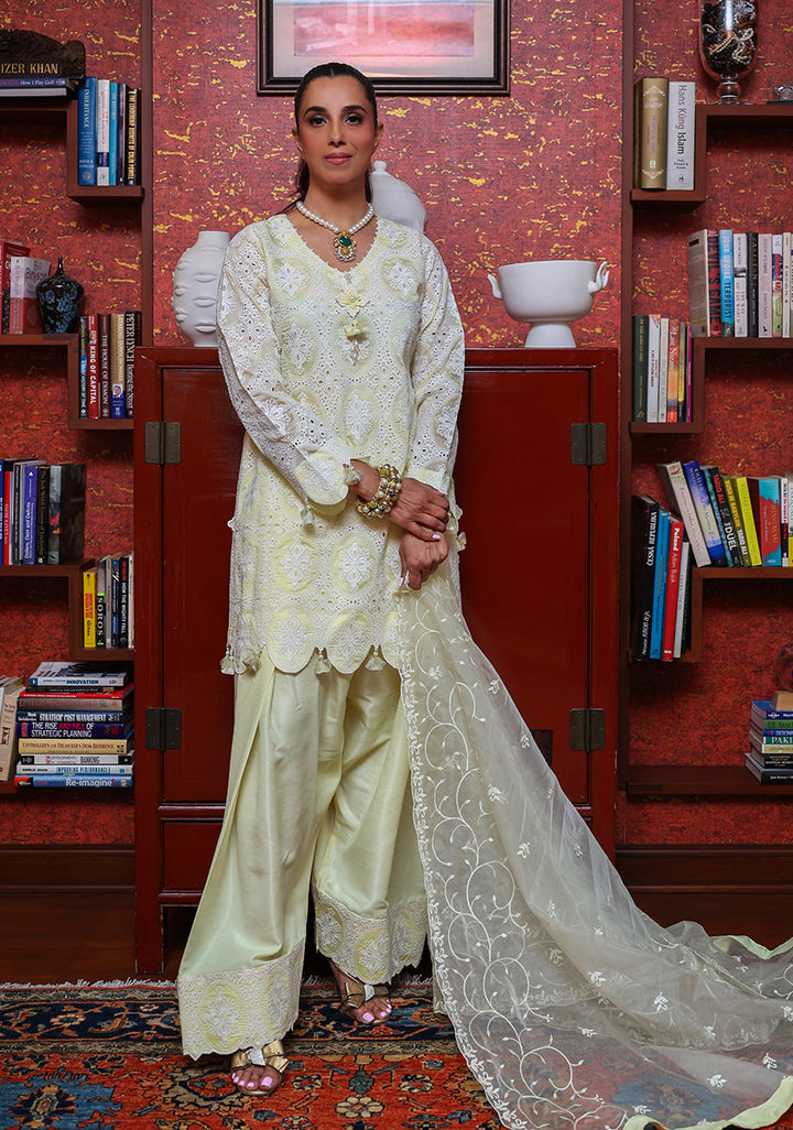 Huma Adnan - zobia - Chikankari - Lemon Yellow - 3 Piece – Studio by TCS