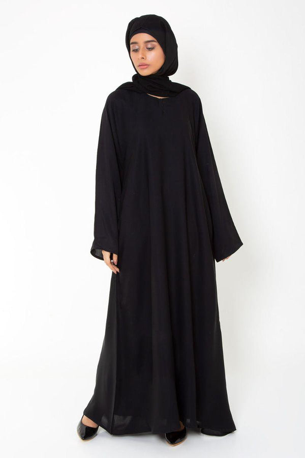 Abaya.pk - Black Basic Front-Closed Abaya & Hijab - Chiffon & Nada Fab ...