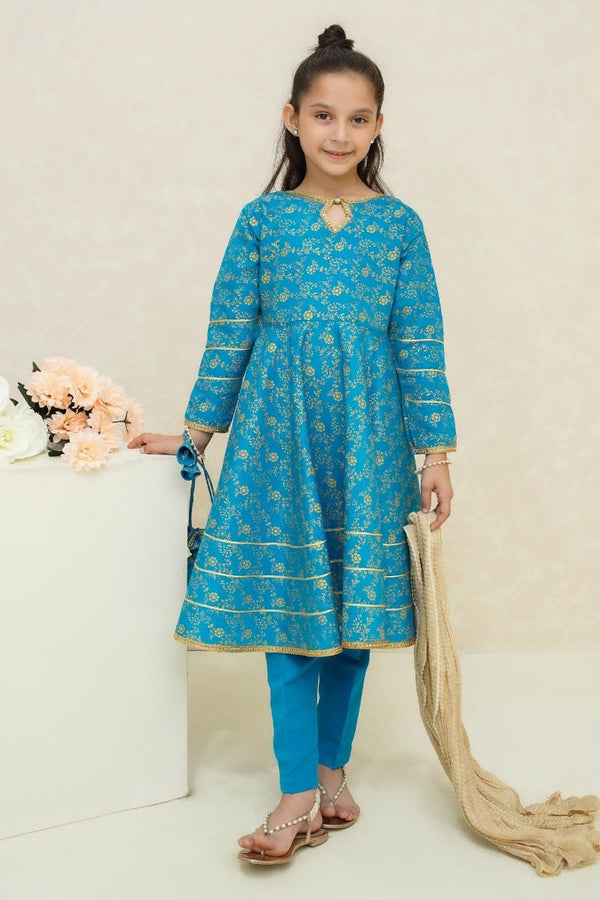 Modest - Asmani - Rawsilk - Blue - Girls 3 Piece Suit – Studio by TCS