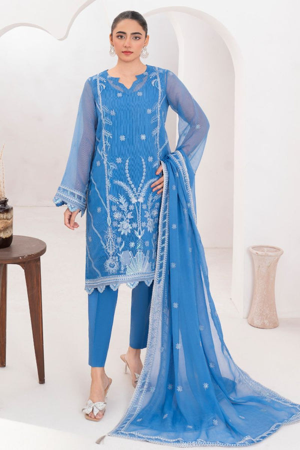 Fozia Khalid - NEELUM - Organza & Raw Silk - Teal Blue - 4 Piece ...