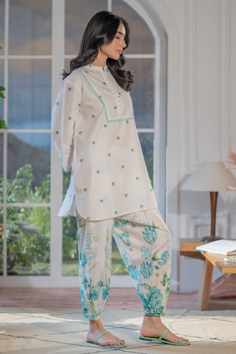 Ego - Vice Versa 2 piece - White - Digital Print - Cambric - Straight – Studio by TCS