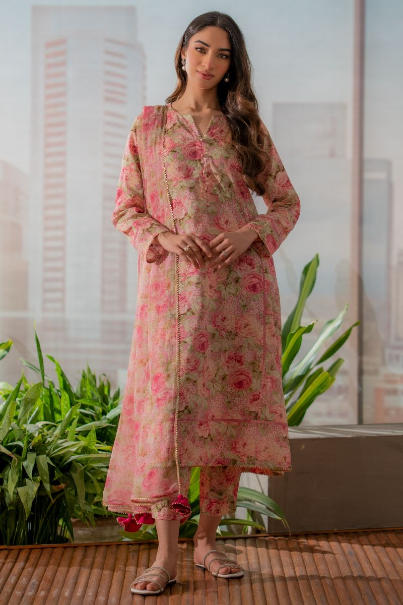 Ego - Flow 3 piece - Light Pink - Lawn - A-Line Cut - Digital Print ...