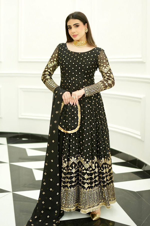 Allure by IH - SAFA - Black - Chiffon & Katan - 4 Piece – Studio by TCS