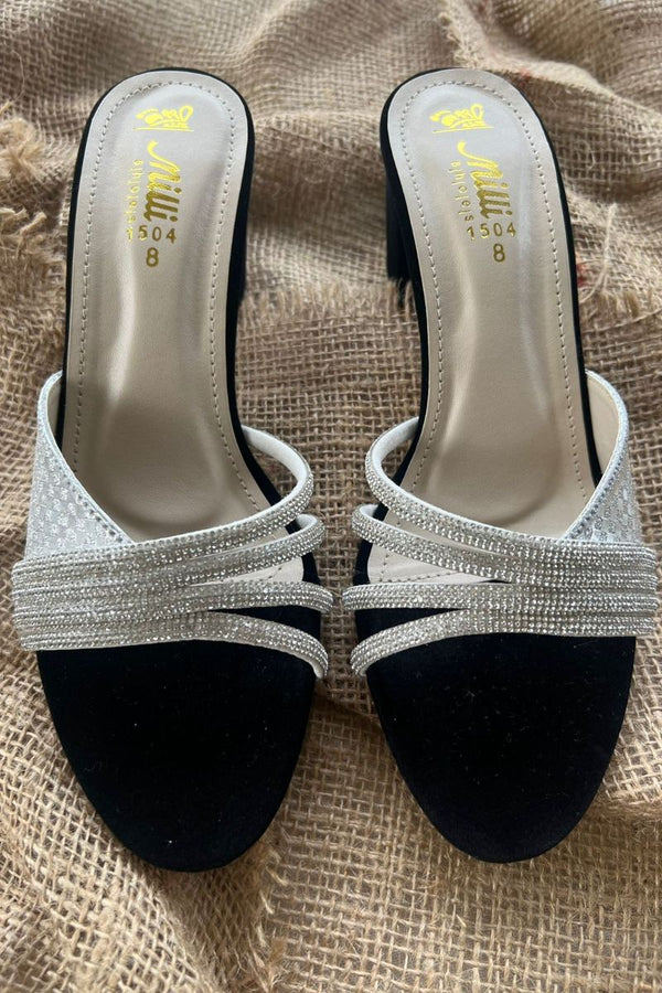 Milli Shoes - Formal Embellished Block Heels - Black - 1504 – Studio by TCS