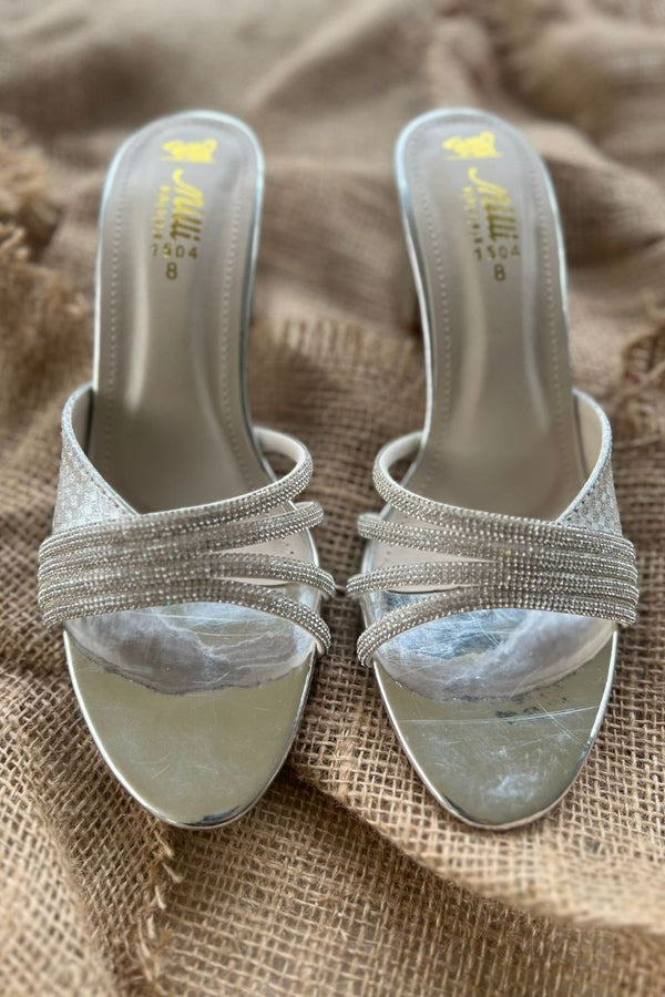 Milli Shoes - Formal Embellished Block Heels - Silver - 1504 – Studio ...