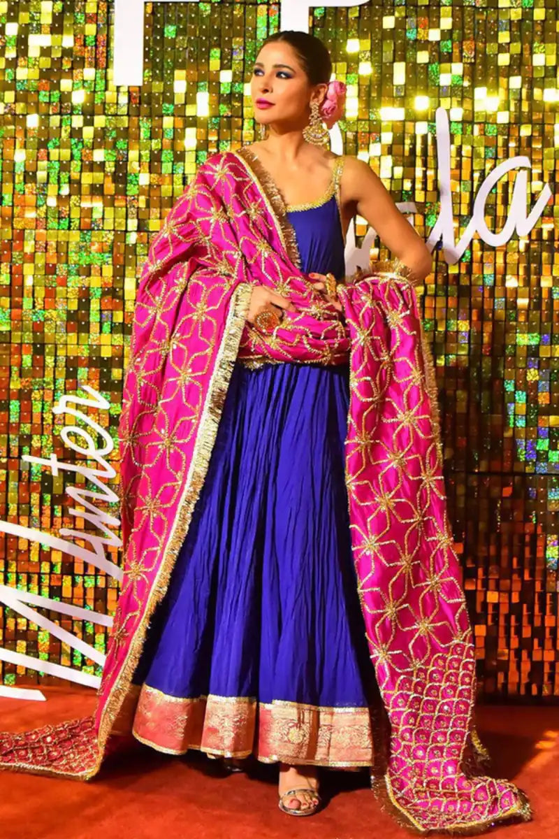 Pinktree - Fuscia Pink - Blue & Pink - Cotton & Chiffon - 3 Piece ...