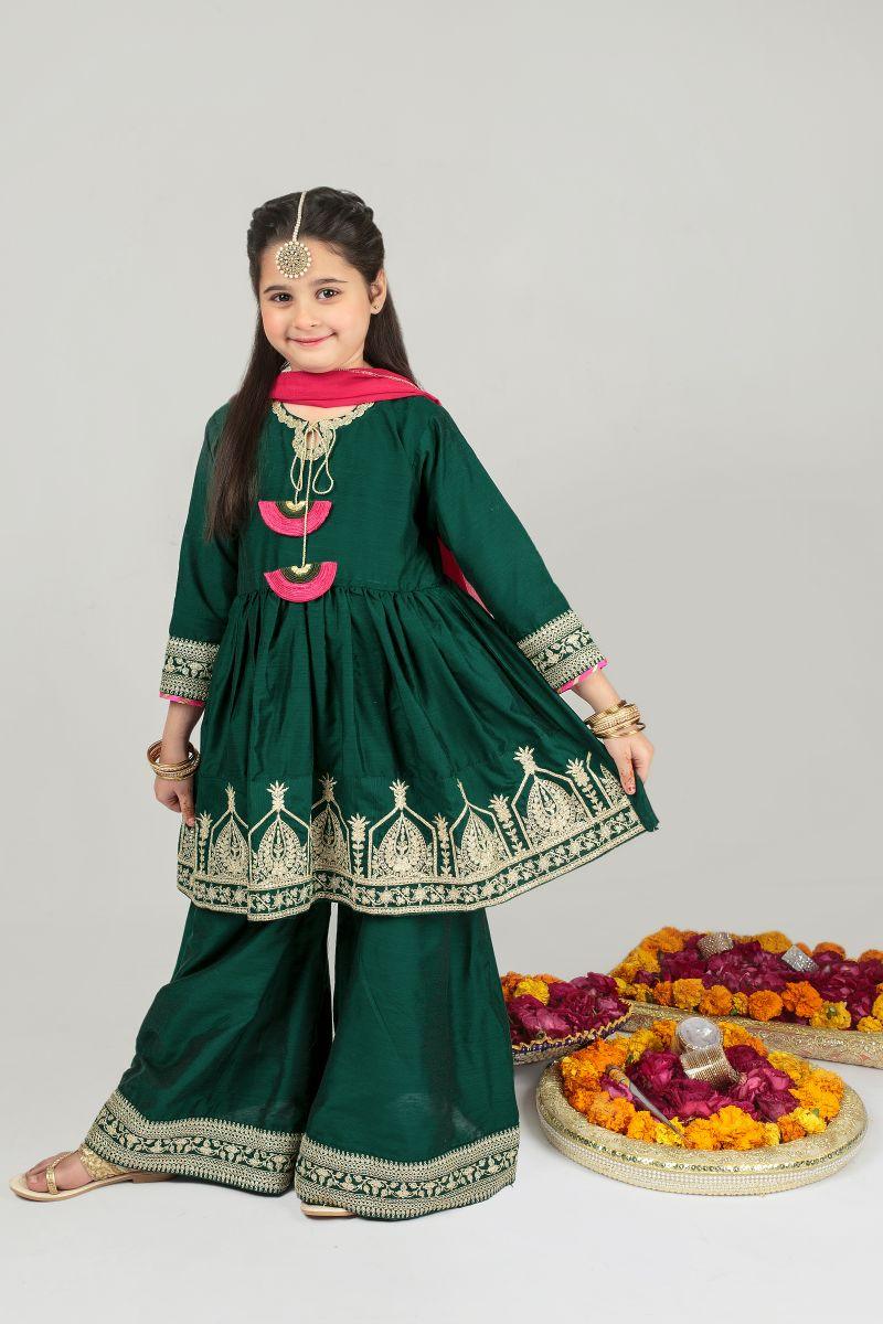 Cheeco Chic - GPPEID24 - Cotton Silk - Bottle Green & Hot Pink - 3 Pie ...