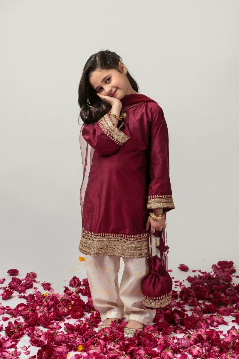 Cheeco Chic - MJSEID24 - Cotton Silk & Jacquard - burgundy maroon & Wh ...