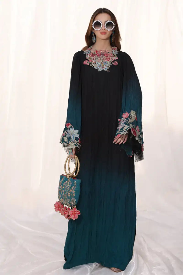 Musferah Saad - Midnight Diva - Midnight Teal - Premium Silk - 1 Piece ...