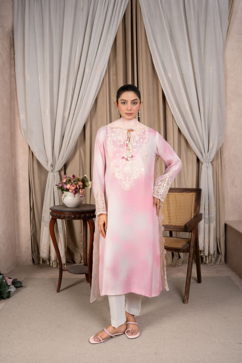 Reema Ahsan - Minna - Pk, Raw silk & Organza - Pink & white - 3 Piece ...