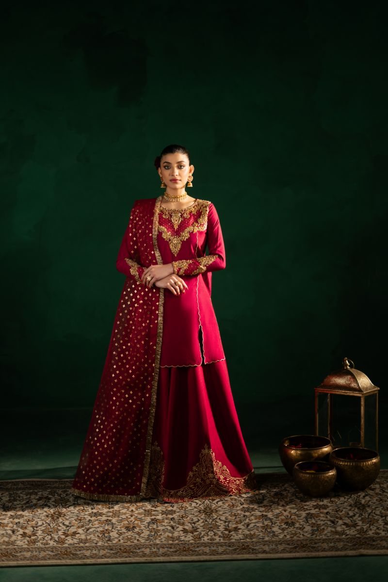 Maria Osama Khan - Naqsh-e-Jashan - Fushia - ORGANZA & Grip SILK - 3 P ...