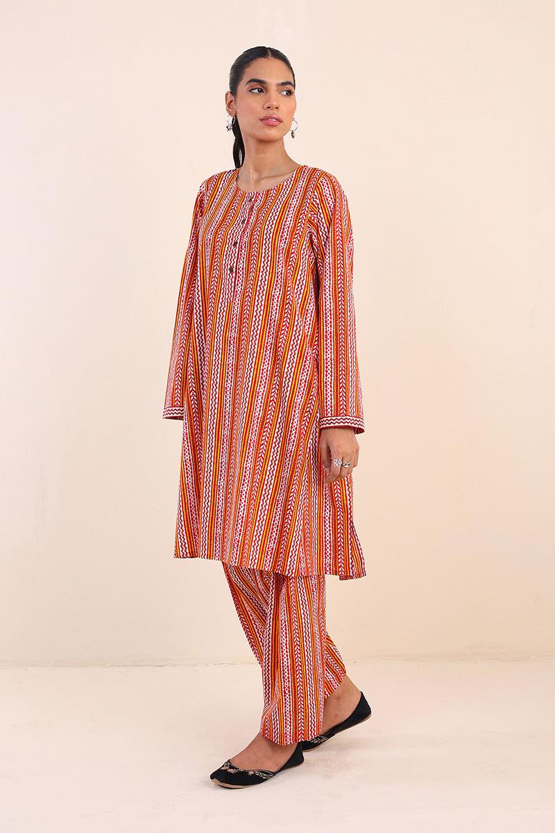 Generation - Barfi Printed Suit - Cotton - Red - 2 Piece