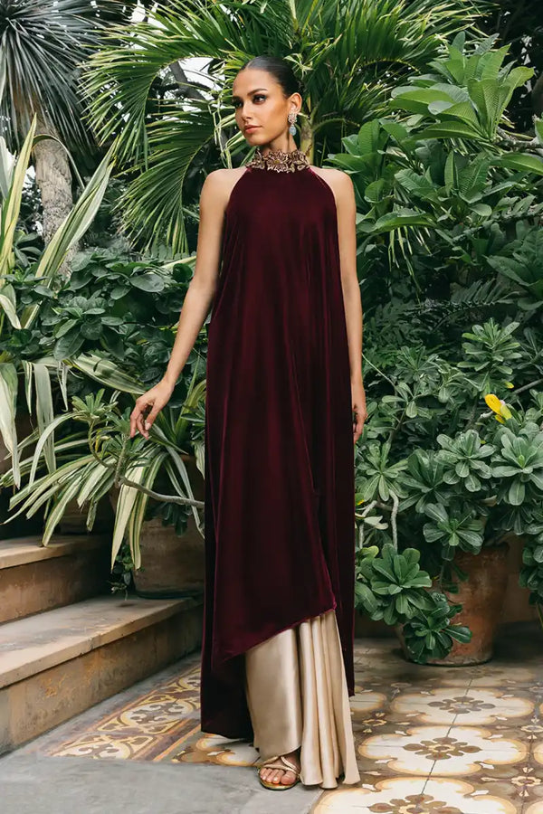 Sania Maskatiya - Sivya - Velvet - burgundy - Top & Skirt - 2 Piece ...