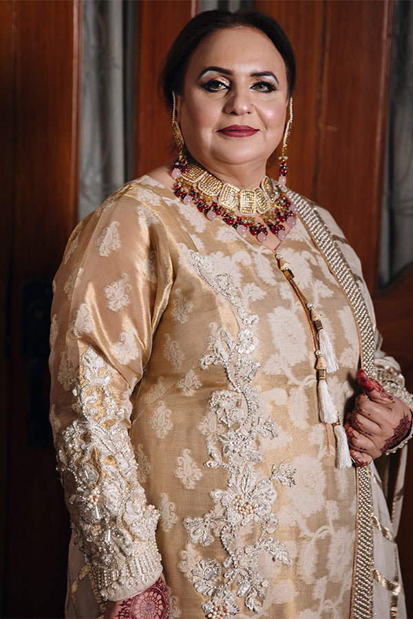 Arif Ashraf - Atlas - Gold and White - Silk and Chiffon Zari - 3 Piece – Studio by TCS