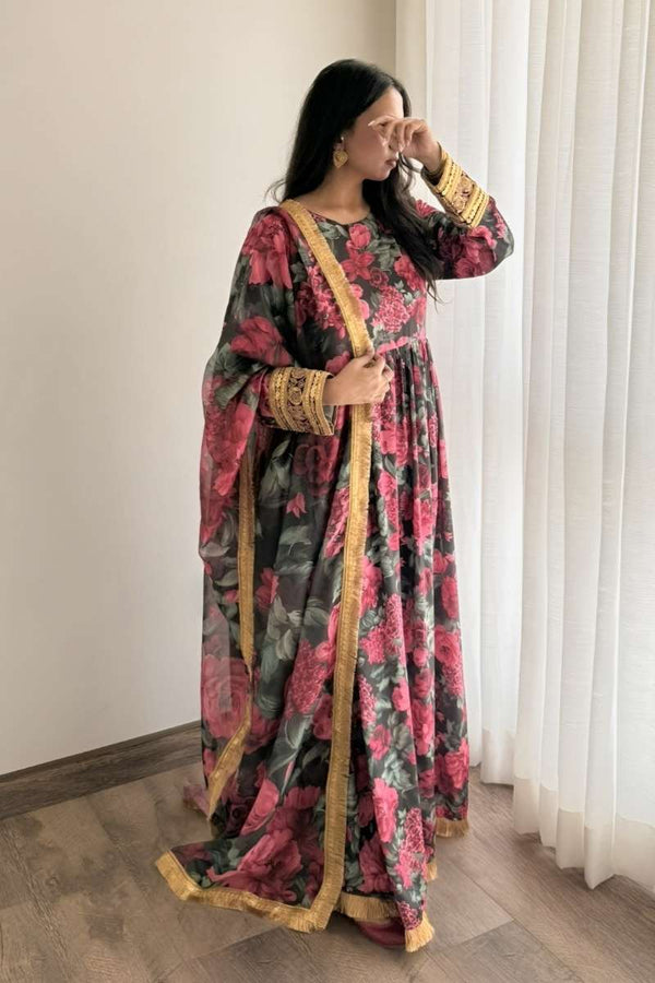 Minutiae - Wildflower - Silk Blend - Black/Pink Multi - 2 Piece ...